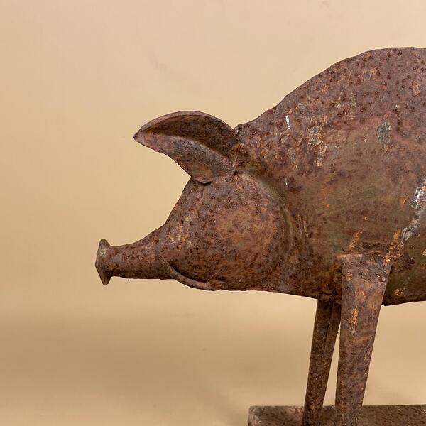 Vintage Metal Pig Ornament With Stand Desk Shelf Decor Rustic Display ...