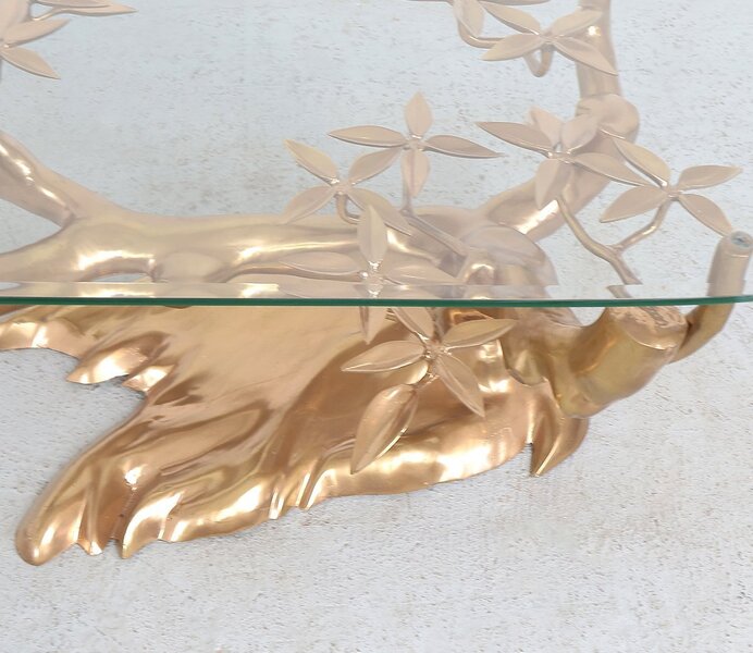 Brass And Glass Bonsai Coffee Table Attributed To Willy Daro, 1970s ...