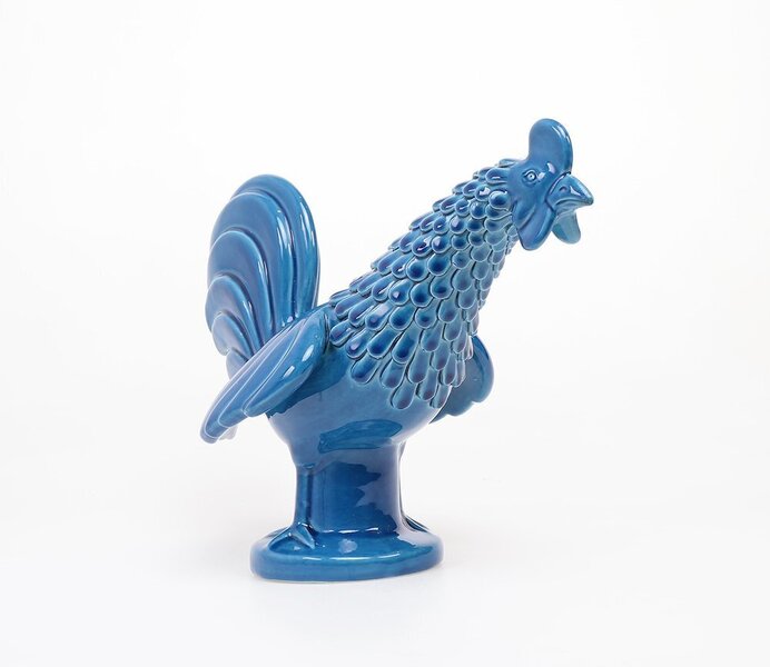 Vintage Italian Blue Ceramic Rooster, 1960s | Vinterior