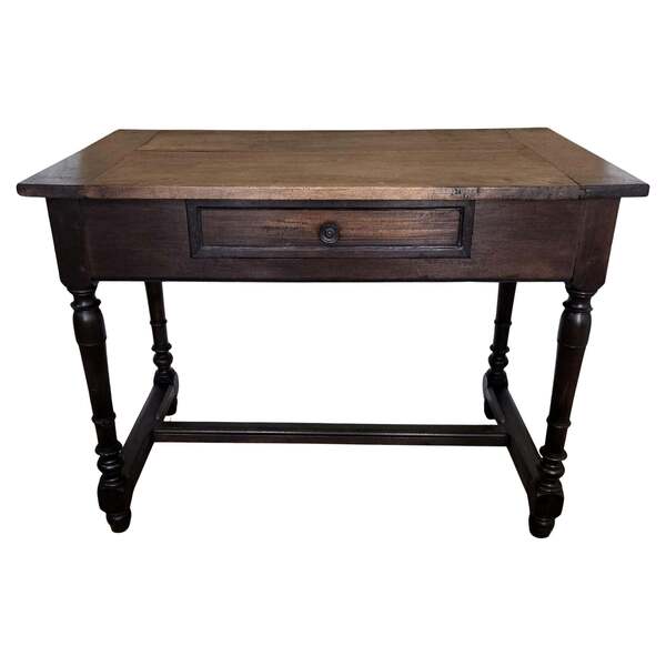 Italian Antique Solid Walnut Rustic Table Desk Writing Table | Vinterior