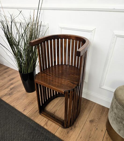Mid Century Modern Italian Barrel Walnut Wood Side Lounge Chair | Vinterior