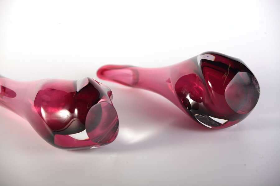 Ruby Glass Vase By Milena Veliskova For Skrdlovice, Czech, 1960s, Set ...