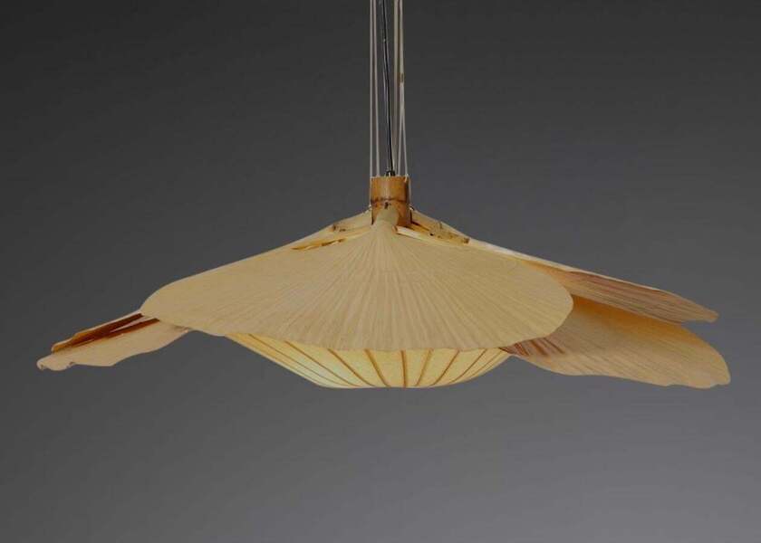 Rare Uchiwa Hana Chandelier By Ingo Maurer Japanese Paper And Bamboo ...