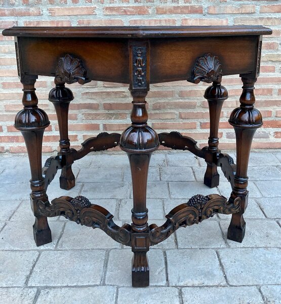 Antique Hexagonal Walnut Table | Vinterior