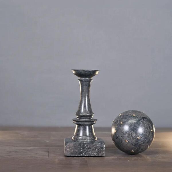 Grey/Black Marble Bilboquet With Gilded Bees, Empire Classic Style ...