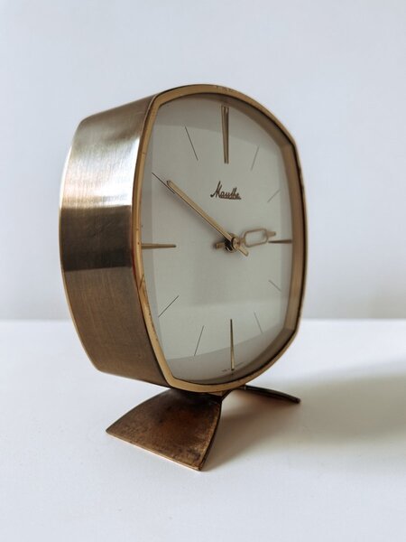 German Brass Table Clock By Mauthe, 1960 | Vinterior