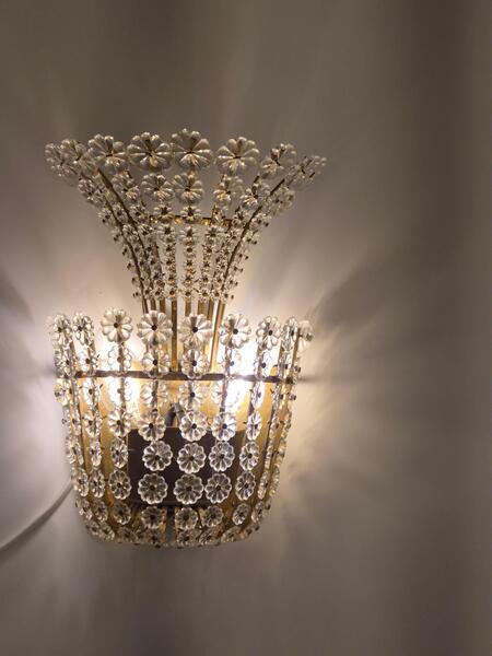 Beautiful Wall Light In Brass With Flower Decor, Swedish Modern 1950s ...