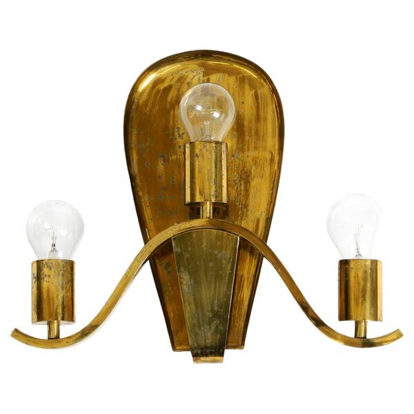 Large Heavy Mid Century Brass Wall Light From A German Church | Vinterior
