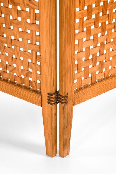 Very Rare Folding Screen / Room Divider In Pine With Suede Strings ...