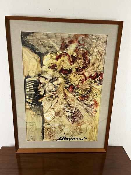 70’s Vintage Design Oil On Canvas Abstract Painting | Vinterior