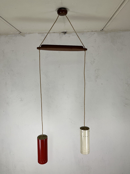 Colorful Wooden Chandelier Red White No Stilnovo 60’s Vintage Design ...