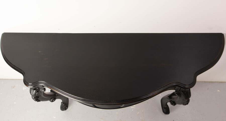 Antique French Black Patinated Wood Wall Mounted Entry Hall Console Circa 1880 | Vinterior