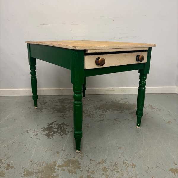 Antique Pine Scrub Top Table, Painted Base Farmhouse Kitchen Table ...