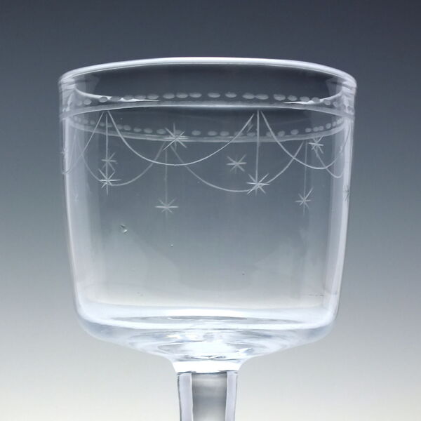 Pair Anglo Irish 18th Century Engraved Wine Glasses C1780 | Vinterior