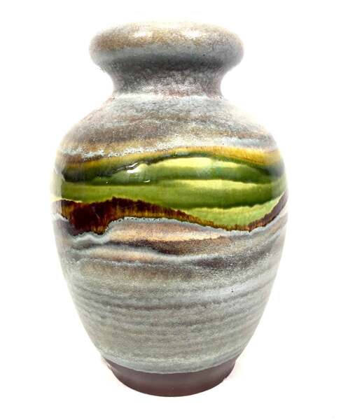 Vintage Large West German Pottery Vase Green / Grey / Brown / Retro ...