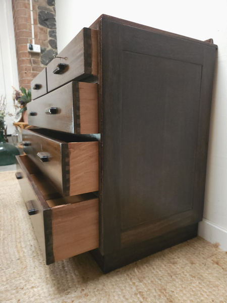 Mid Century Chest Of Drawers Vintage Oak 1950 Air Ministry Style Retro ...