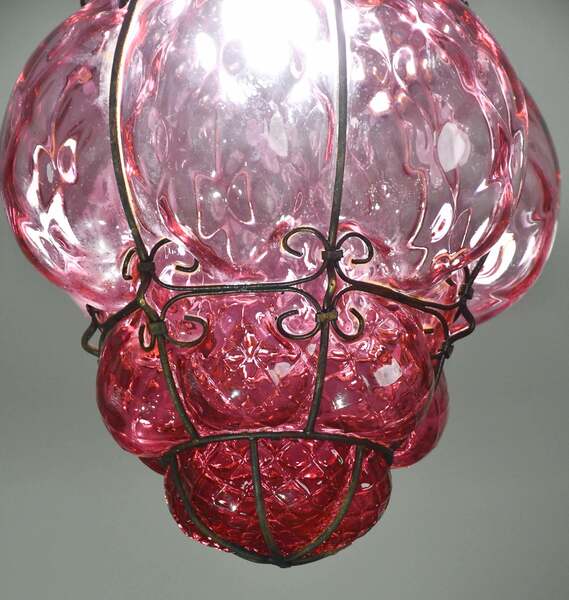 Wonderful Magenta Colour Venetian Lantern, Seguso Murano Glass, Italy ...