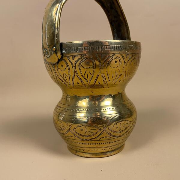 Antique Brass Pot With Handle Mini Bucket Hand Engraved Indian Gold ...
