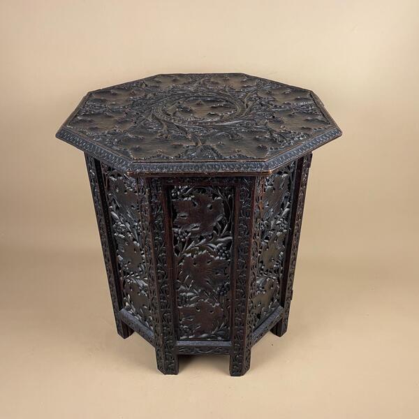 Anglo Indian Wooden Table Fold Down Campaign Decorative Intricate ...
