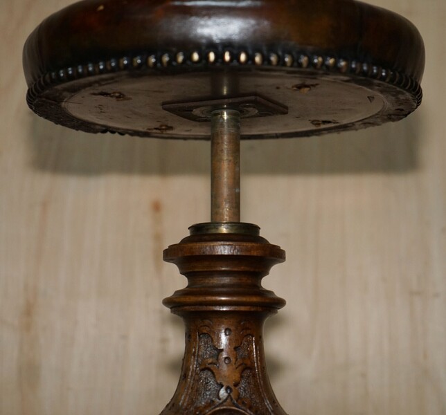 Antique Victorian 1880 Brown Leather Chesterfield Height Adjustable ...