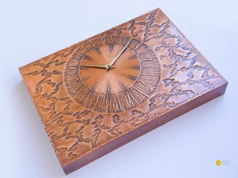 Mid Century Relief Copper Clock Brutalistic Wall Junghans Modernism ...