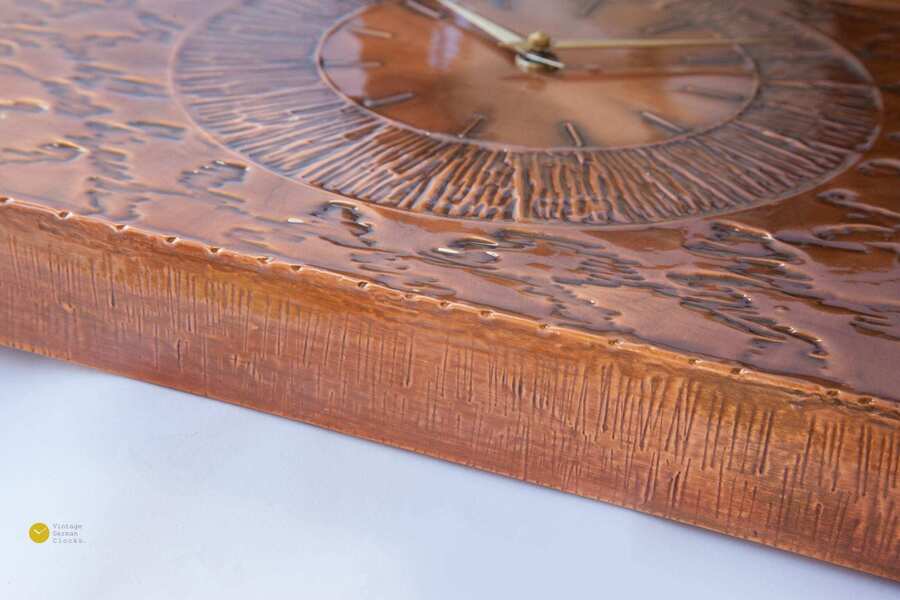 Mid Century Relief Copper Clock Brutalistic Wall Junghans Modernism ...