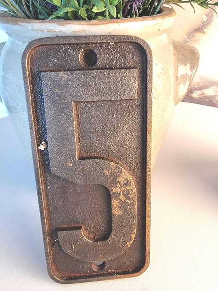 Antique Cast Iron French House Number Plaque | Vinterior