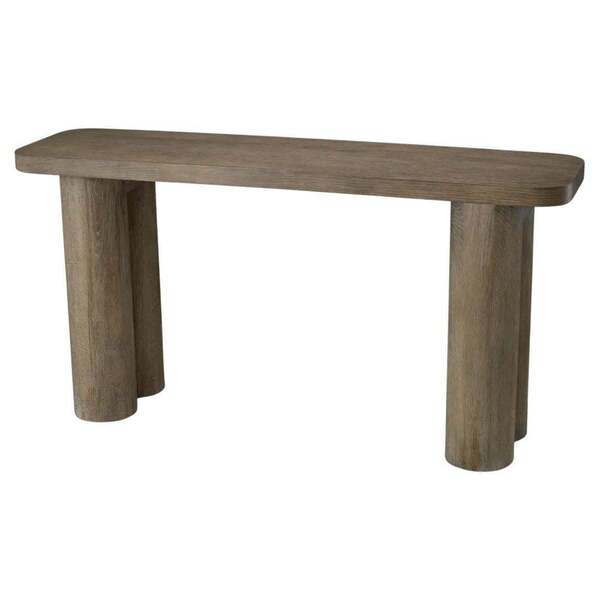Oak Veneer Console Table With Rounded Legs | Vinterior