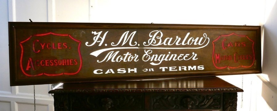 Hanging Illuminated Garage Trade Sign For H M Barlow Motor Engineer ...