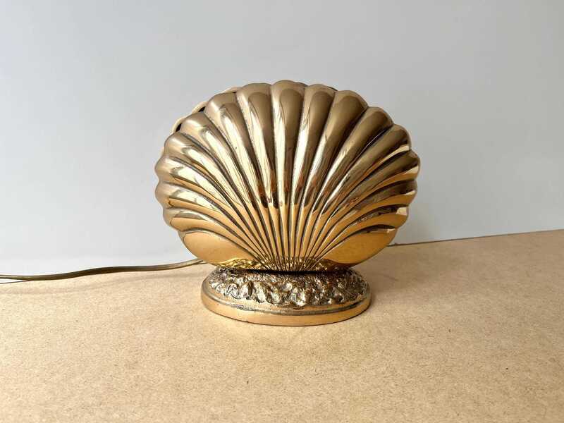 French Bronze Giant Clam Shell Lamp From The 80s, Vintage Hollywood ...