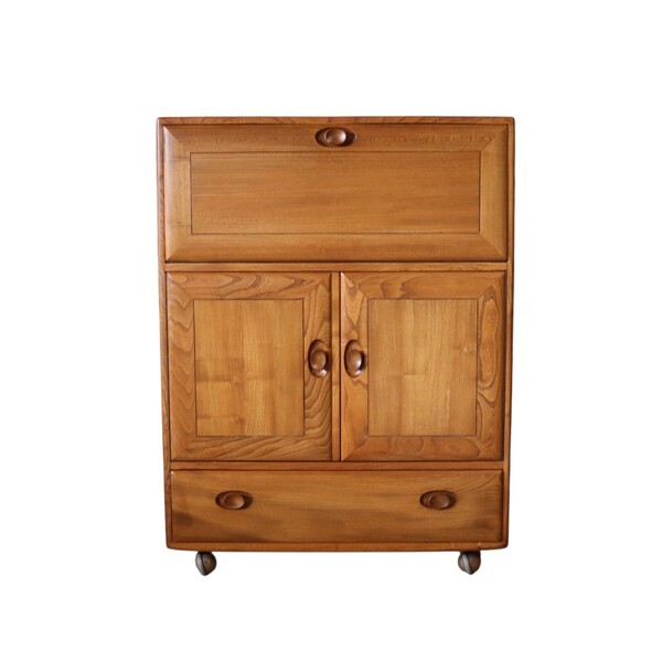 Vintage Ercol 469 Mid Century Blonde Elm Serving Drinks Cabinet ...