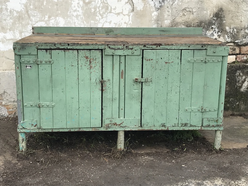 1940s Vintage Green Iron 2-Door Storage Sideboard | Vinterior