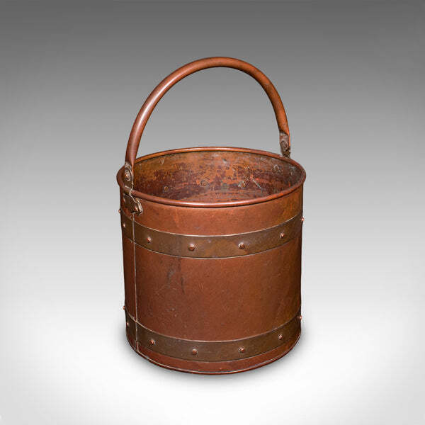 Antique Waste Paper Basket, English, Copper, Study, Office, Cornish ...