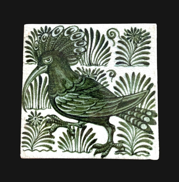 William De Morgan Tile In A Green Monochrome Glaze. | Vinterior
