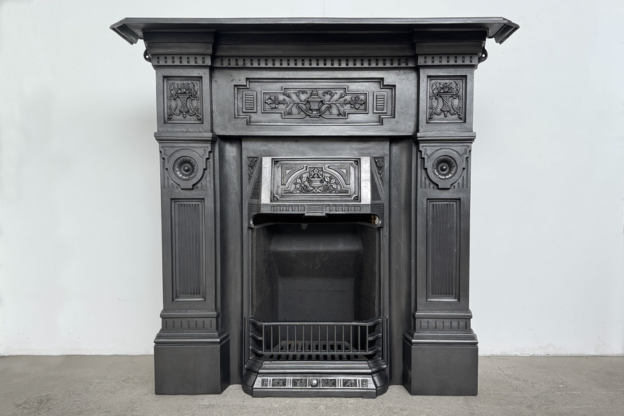 Large Antique Victorian Cast Iron Combination Fireplace. | Vinterior