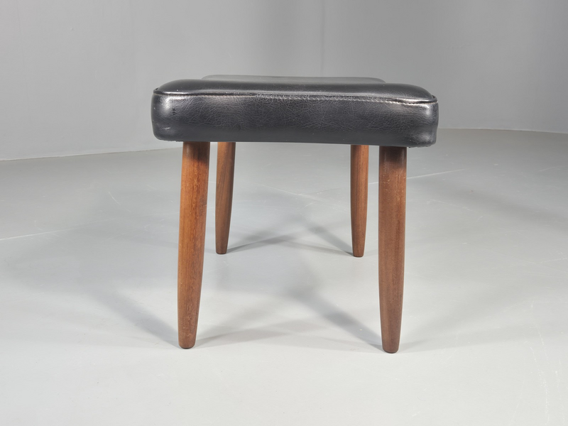 Vintage Mid Century Danish Footstool Black Vinyl Teak Legs 1960s Retro ...