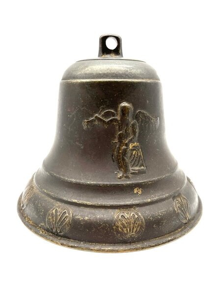 Antique Bronze Bell With Angel Relief | Vinterior