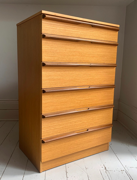 Mid Century Teak Six Drawer Chest Of Drawers Attributed To Avalon ...