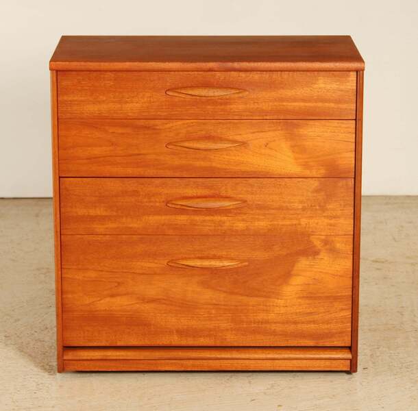 Mid Century Teak Chest Of 4 Drawers On Casters By Austinsuite, Circa ...