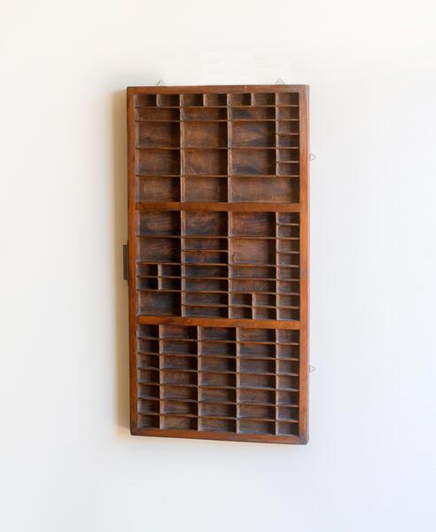 Antique Wooden Printer’s Tray Letterpress Shadow Box Wall Display Shelf ...
