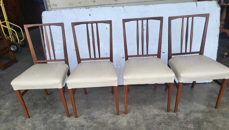 4 Teak 70's Square Back Dining Chairs Cream Leather ? | Vinterior