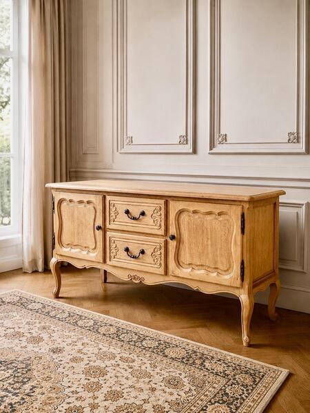 French Sandblasted Oak Media Unit / Tv Cabinet (1950s) | Vinterior