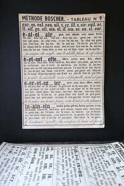 Original Technical Vintage French School Wall Chart Boscher Method Font Letter Script Rare ...