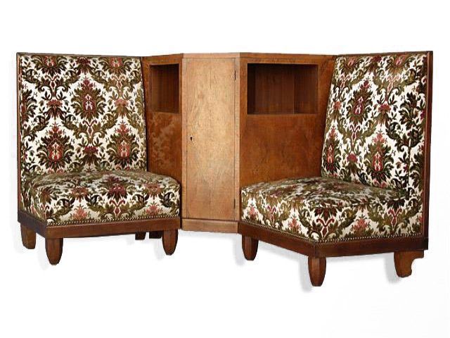 Early 20th Century Art Deco Multicolor Velvet Corner Sofa | Vinterior