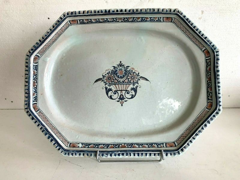 Large Polychrome Faience Presentation Dish From Rouen XVIII Century ...