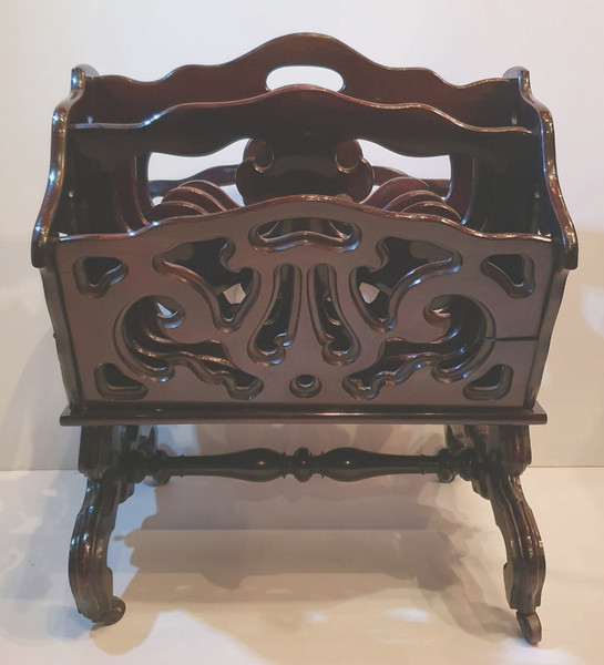 19th Century Gothic Brown Rosewood Storage Magazine Rack | Vinterior