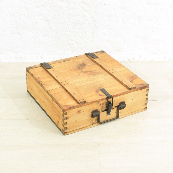 Early 20th Century Antique Brown Iron Storage Box | Vinterior