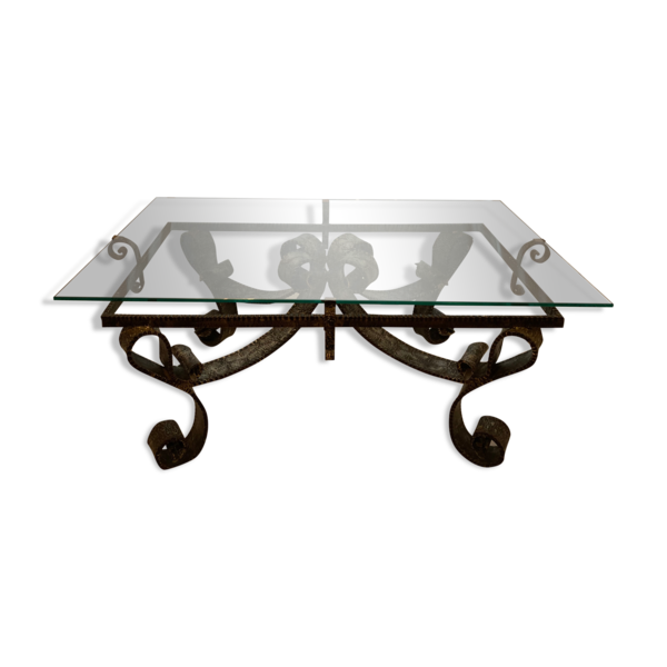 1950s French Antique Grey Iron Rectangle Coffee Table | Vinterior