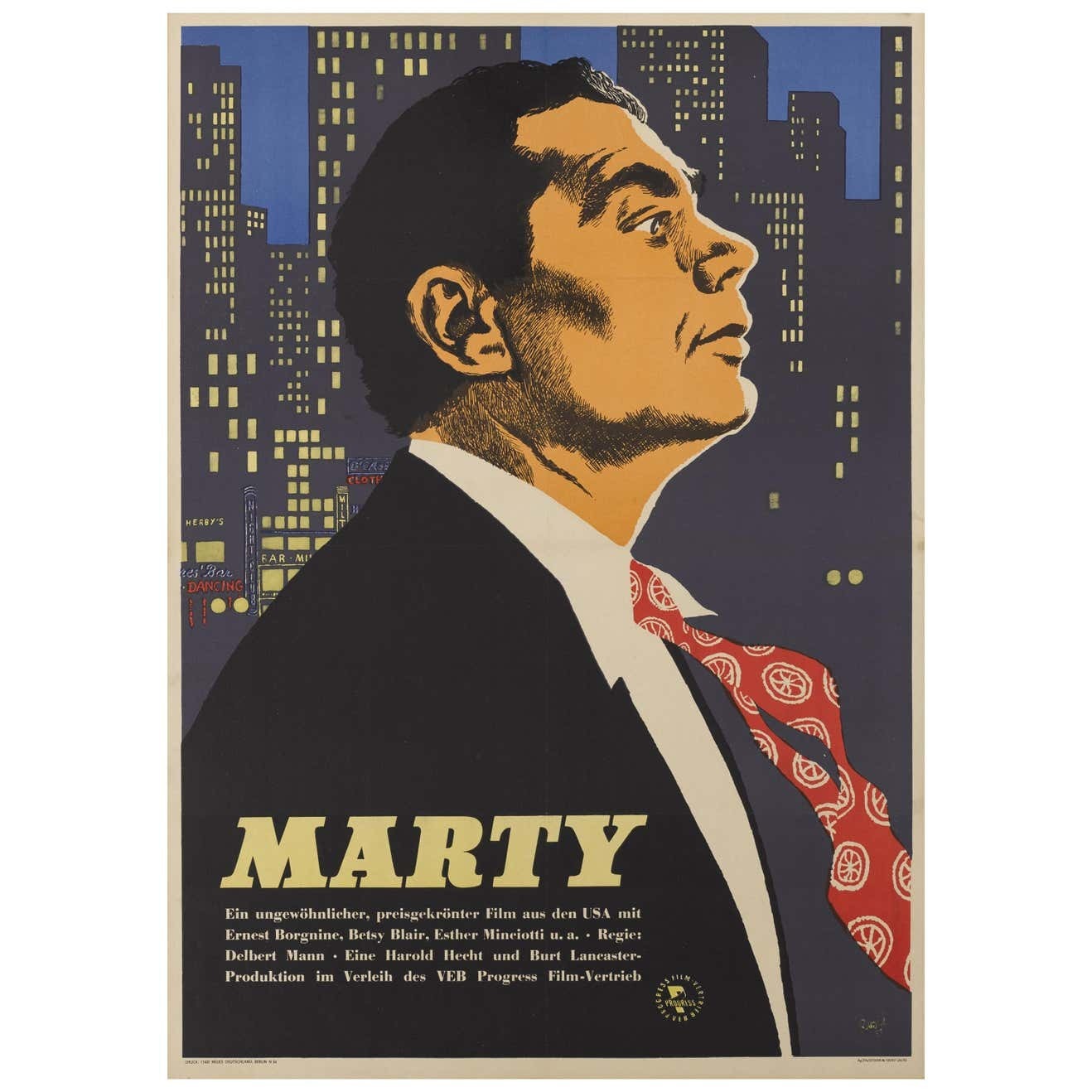 Original East German Film Poster For The 1955 Drama Romance Marty ...