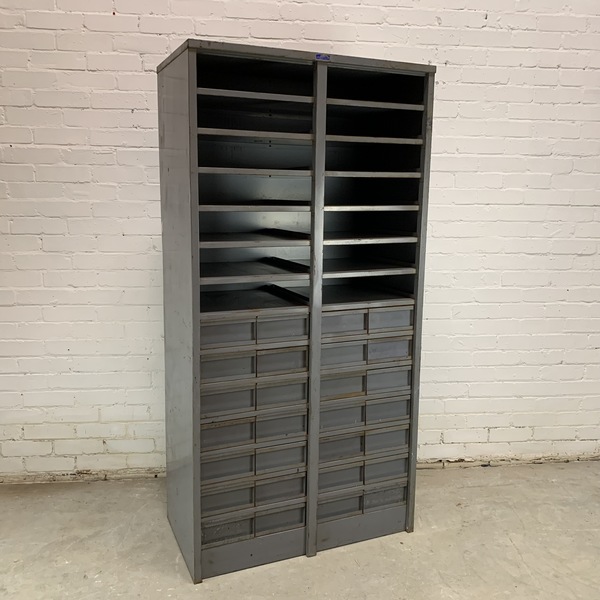 Tall Vintage Industrial Workshop Drawers And Shelving Unit | Vinterior